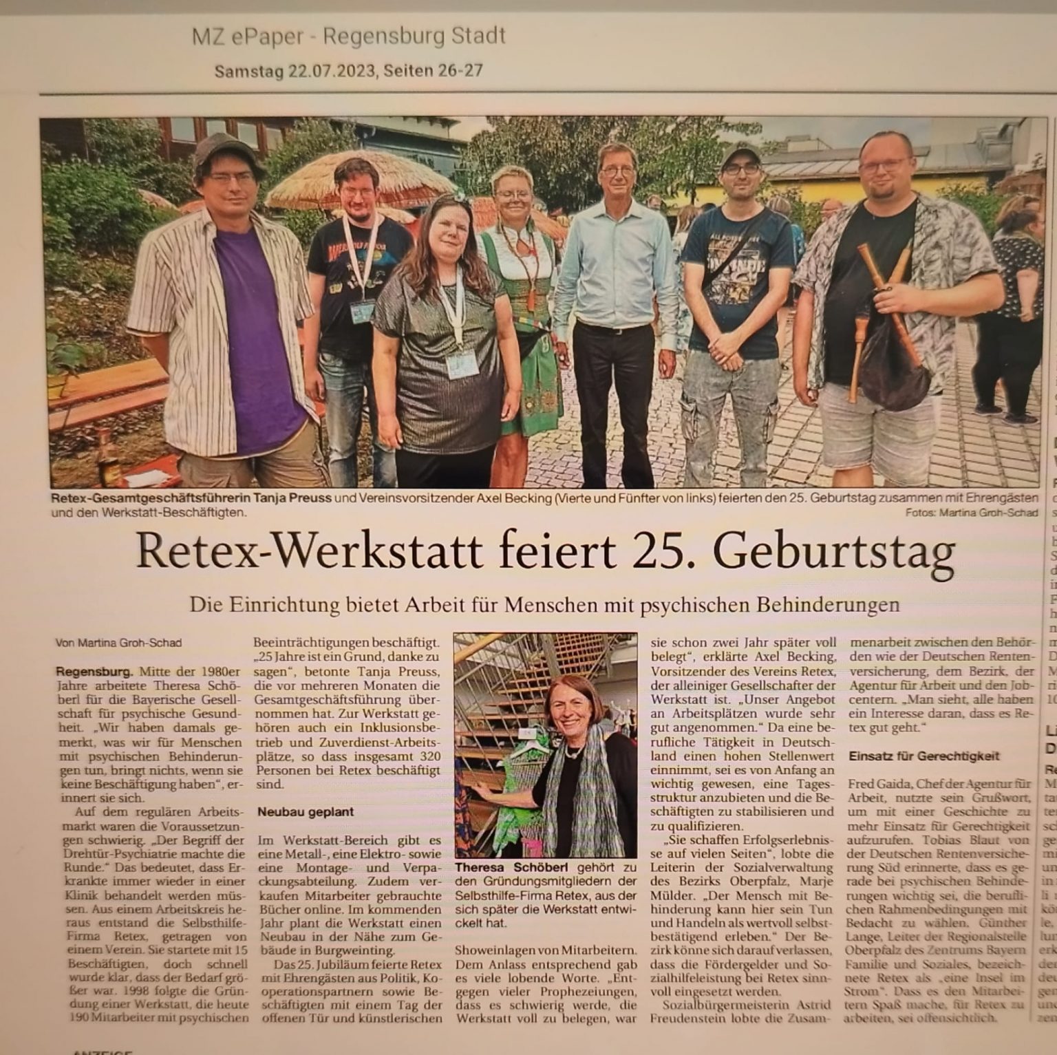 Aktuelles aus der WfbM - retex Werkstatt GmbH